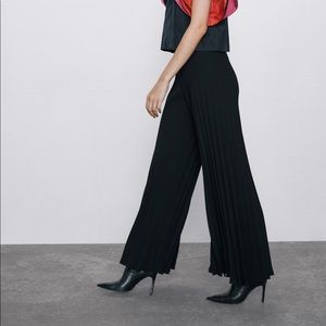 Zara | Pants & Jumpsuits | Zara Black Pleated Wide Leg Pants | Poshmark